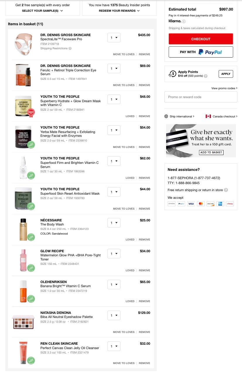 $1000 Fantasy Sephora Basket - Beauty Insider Community