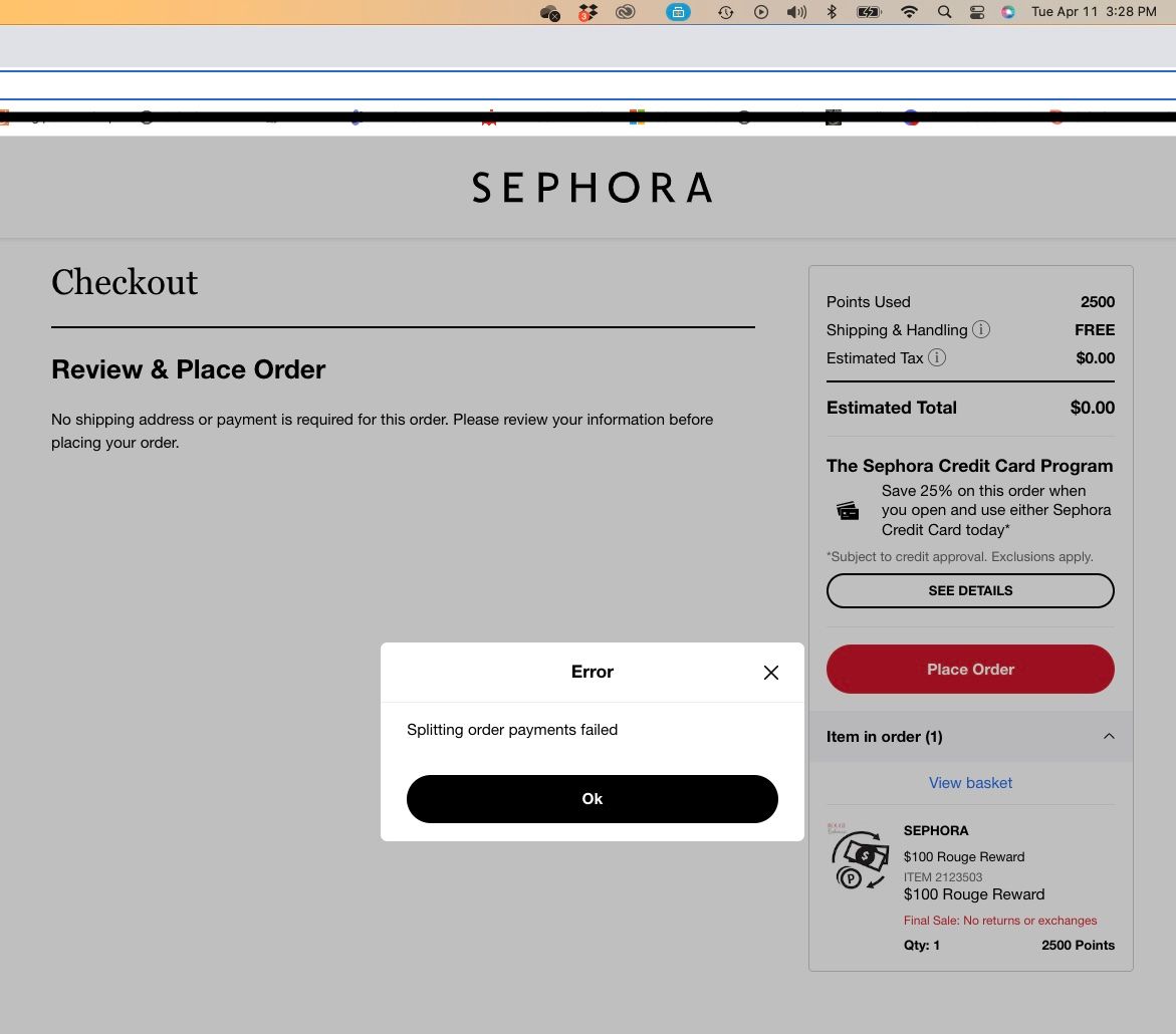 $100 Rouge Reward Issue- Unable to check... - Beauty Insider Community